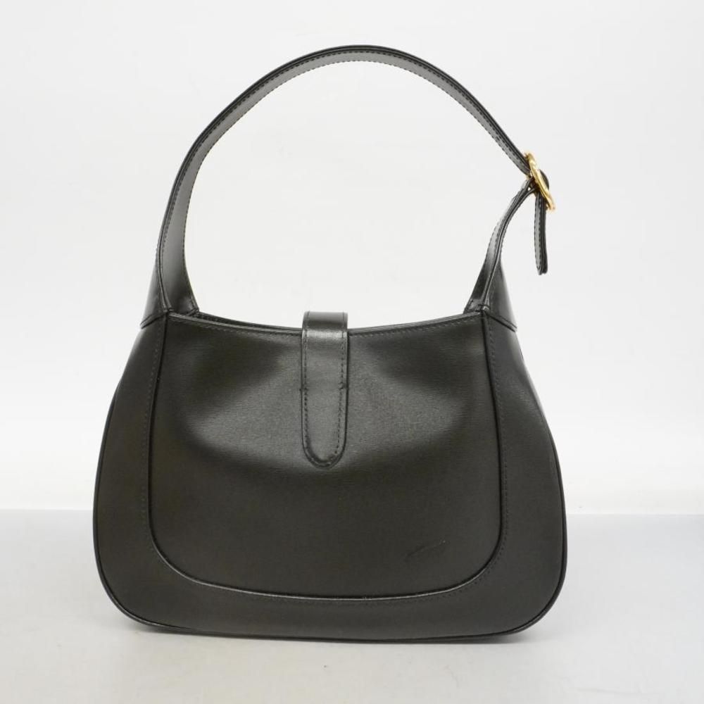 Gucci Hardware Jackie Leather Black Gold Shoulder Bag - Gem